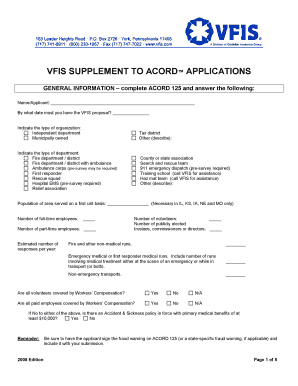 Fillable Online VFIS SUPPLEMENT TO APPLICATIONS Fax Email Print - pdfFiller