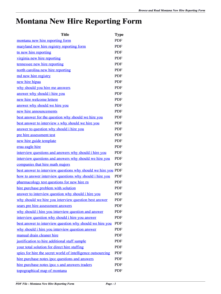 Fillable Online aurobe Montana New Hire Reporting Form. montana new hire reporting form - aurobe ...