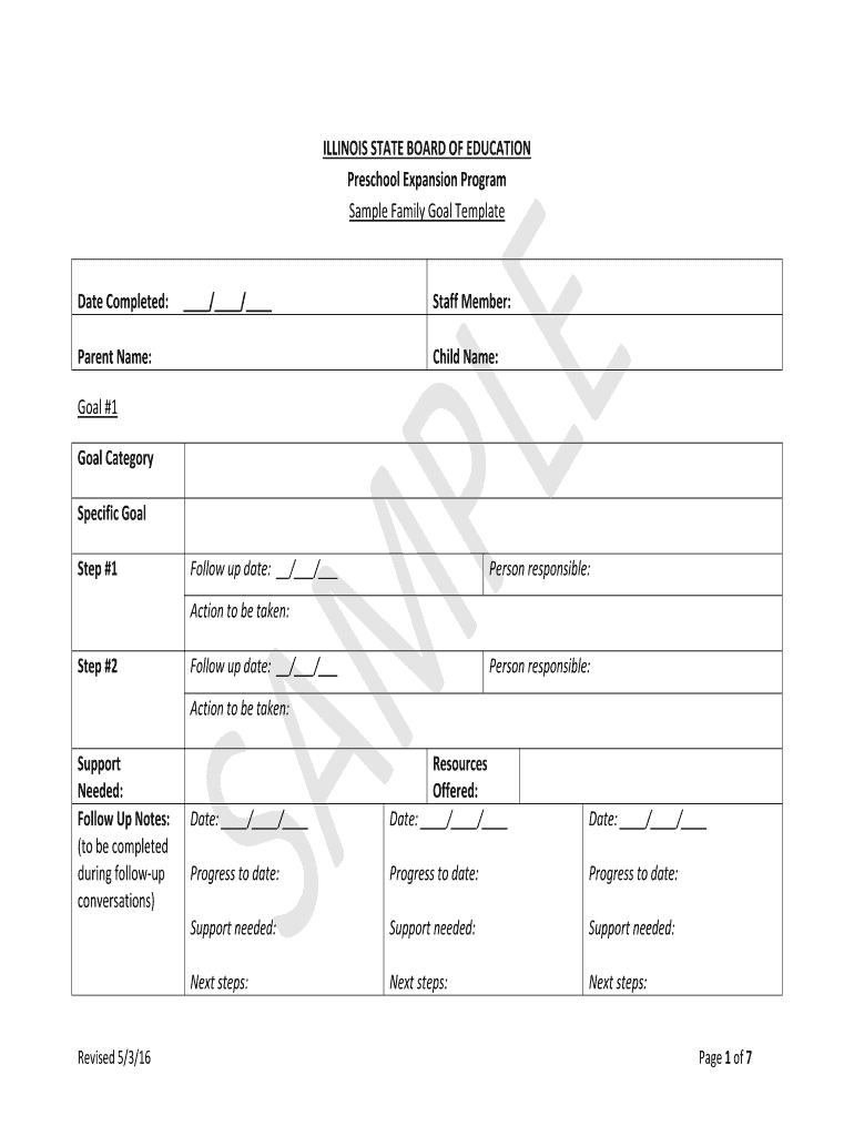 Fillable Online isbe Preschool Development Grant -Expansion Grant (PDG-EG) Family Goal Template ...