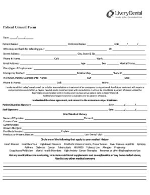 Fillable Online Short Consult Form - Livery Dental Fax Email Print - pdfFiller
