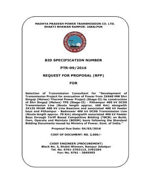Fillable Online mptransco nic BID SPECIFICATION NUMBER PTR-09/2016 ...