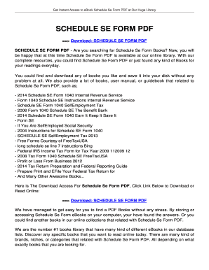 Fillable Online jansbooks SCHEDULE SE FORM. SCHEDULE SE FORM Fax Email ...