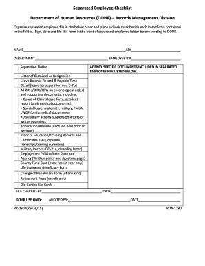 Fillable Online tennessee Separated Employee Checklist Department of ...