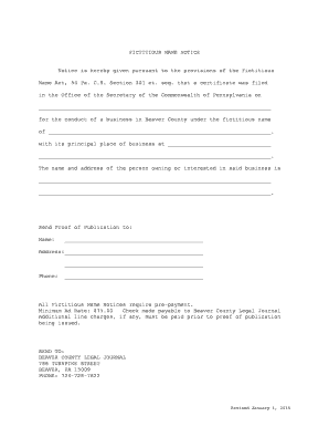 Fillable Online bcba-pa FICTITIOUS NAME NOTICE - bcba-pa.org Fax Email ...