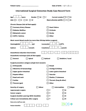 Fillable Online isos org International Surgical Outcomes Study Case ...