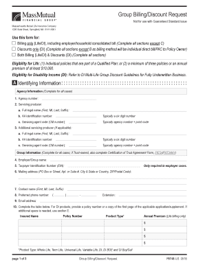 Fillable Online Group Billing/Discount Request (F6748) Fax Email Print - pdfFiller