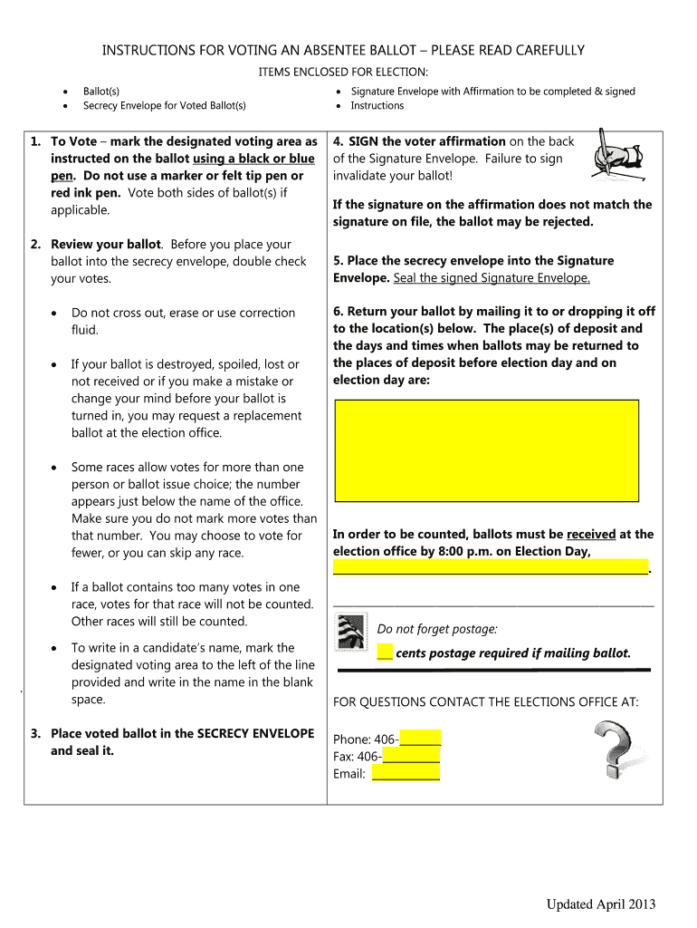 Fillable Online opi mt Absentee Ballot Instructions - Montana Office of ...