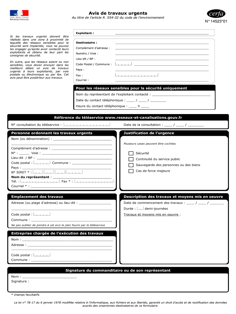 Fillable Online Avis de travaux urgents - pleumeurbodou.com Fax Email Print - pdfFiller