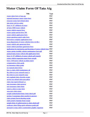 Fillable Online Motor Claim Form Of Tata Aig. motor claim form of tata ...