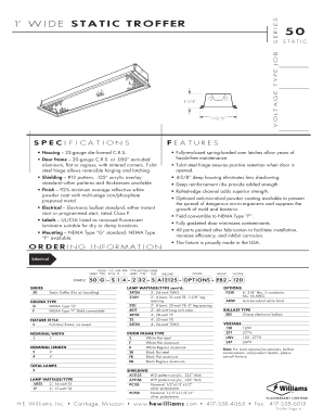Fillable Online 1 WIDE STATIC TROFFER - H.E. Williams Fax Email Print ...