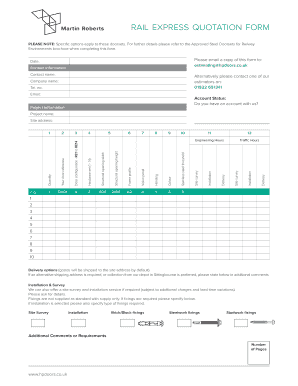 Fillable Online hpdoors co Martin Roberts RAIL EXPRESS QUOTATION FORM ...