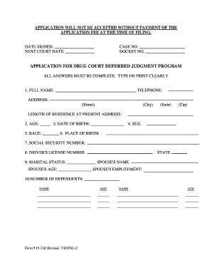 Fillable Online wichita DRUG COURT DEFERRED JUDGMENT INFORMATION SHEET ...