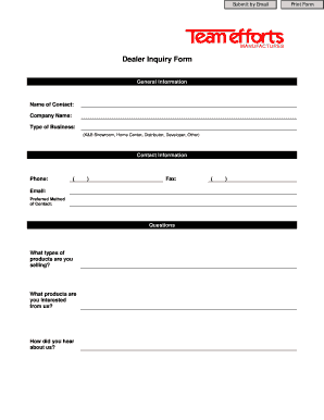 Fillable Online Dealer Inquiry Form - tecabinets.com Fax Email Print ...