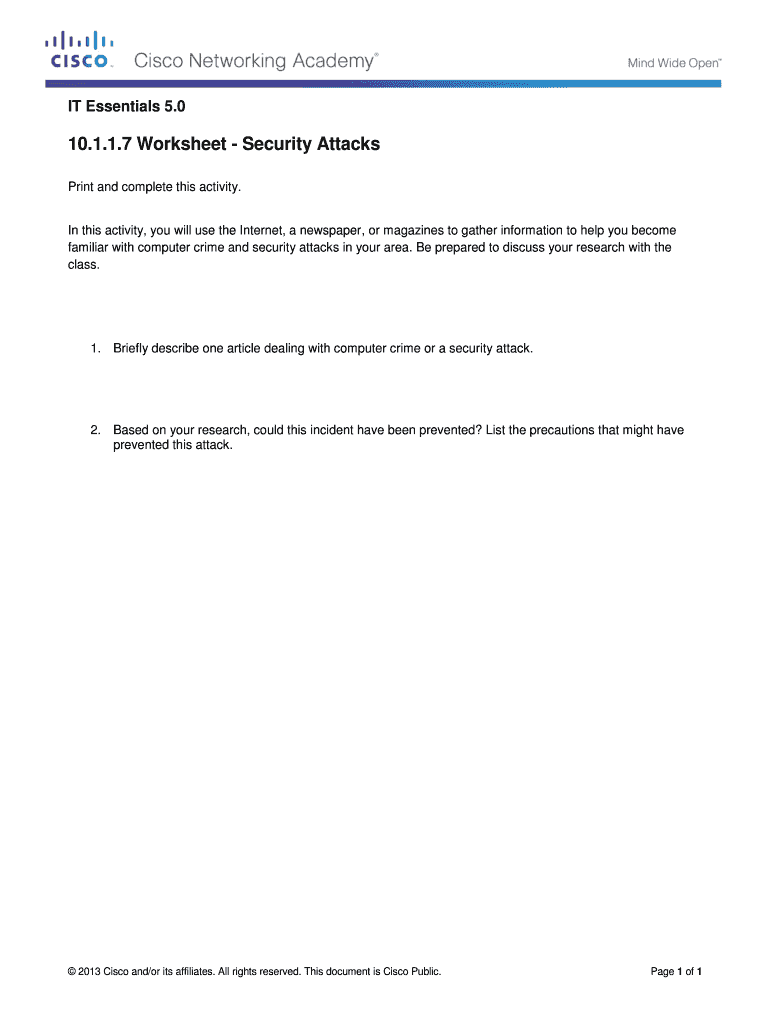 Fillable Online learn acadnet 10.1.1.7 Worksheet - Security Attacks Fax ...