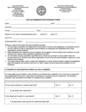 Fillable Online ADA ACCOMMODATION REQUEST FORM - cityofnewhaven.com Fax ...