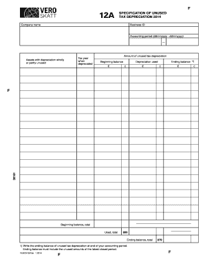 Fillable Online SPECIFICATION OF UNUSED TAX DEPRECIATION 2014 - Vero ...