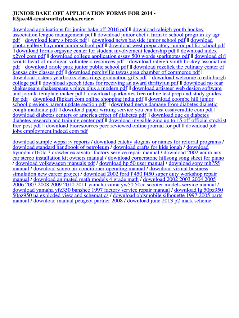 Fillable Online lt3js e48-trustworthybooks JUNIOR BAKE OFF APPLICATION ...