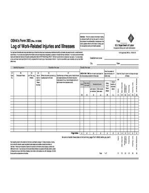 Fillable Online Attention: Thi OSHA 's Form 300 Log of Work-Related ...