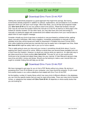 Fillable Online Dmv Form Dl 44. dmv form dl 44 Fax Email Print - pdfFiller