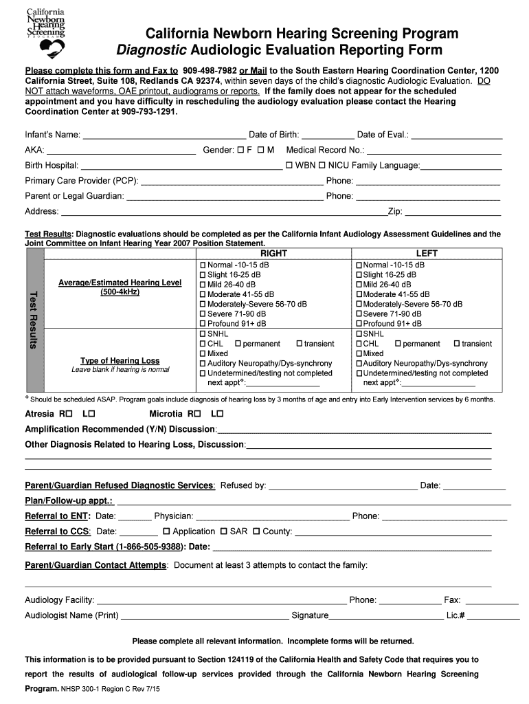 Fillable Online dhcs ca NHSP300-1C. NHSP Reporting Form Fax Email Print ...