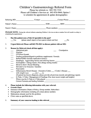 Fillable Online Children s Gastroenterology Referral Form Fax Email ...