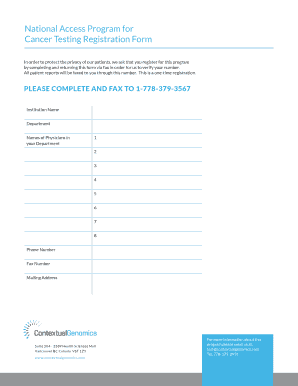Fillable Online NAP Registration Form - Contextual Genomics Fax Email ...