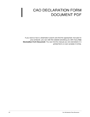 Fillable Online Cao Declaration Form Document. cao declaration form ...