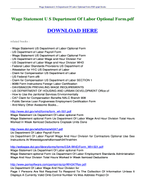 Fillable Online ebookread Wage Statement U S Department Of Labor ...