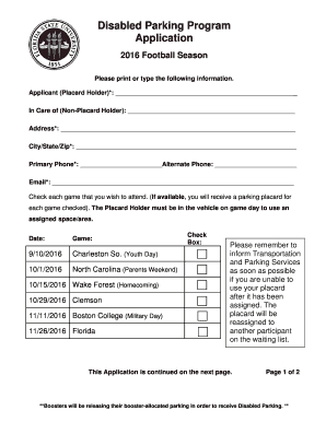 Fillable Online transportation fsu Disabled Parking Application 2016 ...