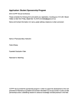 Fillable Online Application: Student Sponsorship Program Fax Email ...