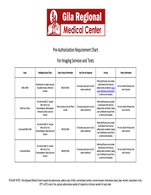 Fillable Online Pre-Authorization Requirement Chart Fax Email Print ...