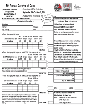 Fillable Online Carnival of Cans Entry Form 2016.xls Fax Email Print ...