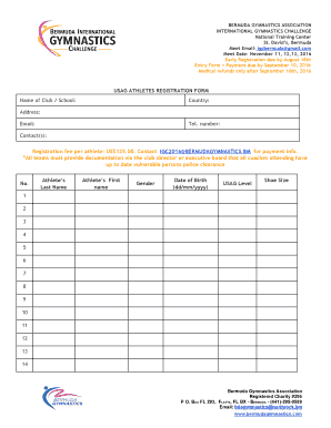 Fillable Online USA G A T HLE T E S RE GI ST RA T I ON FORM Fax Email ...