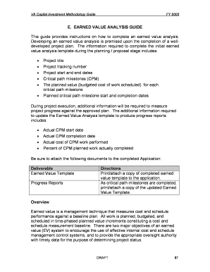 Fillable Online E. EARNED VALUE ANALYSIS GUIDE Fax Email Print - pdfFiller