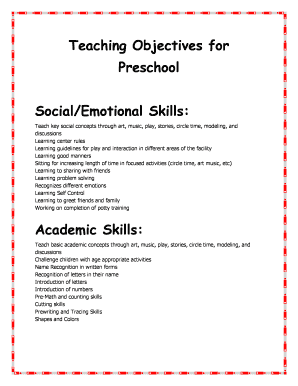 Fillable Online Teaching Objectives for Fax Email Print - pdfFiller