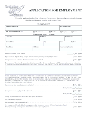 Fillable Online TTSR, Inc. Job Application Fax Email Print - pdfFiller