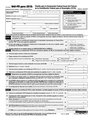 Fillable Online 2015 Form 940-PR. Employer's Annual Federal ...