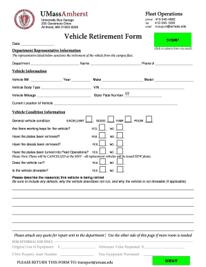 Fillable Online umass 20150827 vehicle retirement form.doc Fax Email ...