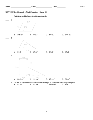 Fillable Online REVIEW for Geometry Test Chapters 10 and 11 - mathmsma ...