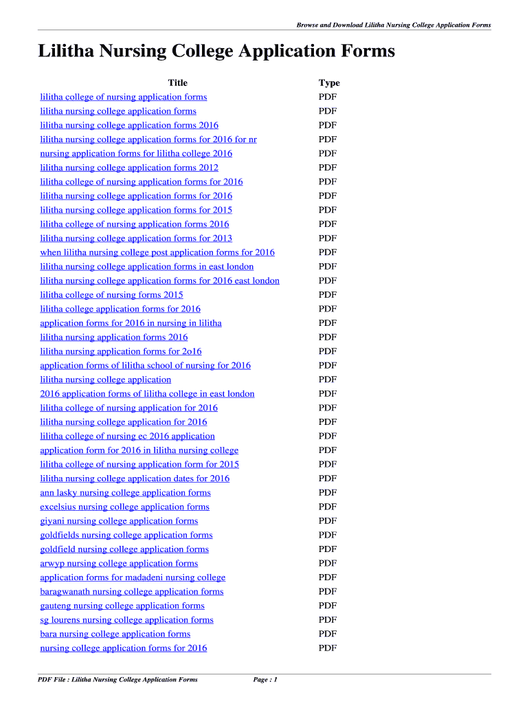 Fillable Online nmsmhi Lilitha Nursing College Application Forms ...