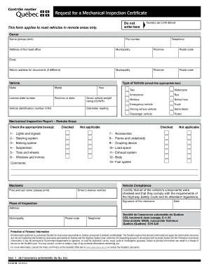 Fillable Online Request for a Mechanical Inspection Certificate. This ...