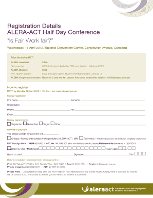 Fillable Online aleraact asn Registration Details ALERA-ACT Half Day ...
