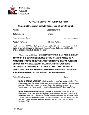 Fillable Online Automatic Deposit Form TEMPLATE Fax Email Print - pdfFiller