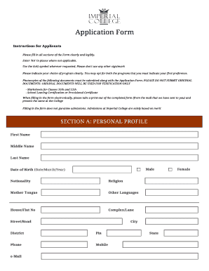 Fillable Online imperial edu Application Form - imperial.edu.in Fax ...