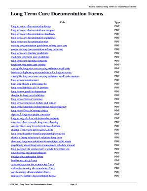 Fillable Online Long Term Care Documentation Forms. long term care ...