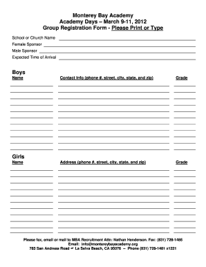 Fillable Online Group Registration Form Acad Days.doc Fax Email Print ...