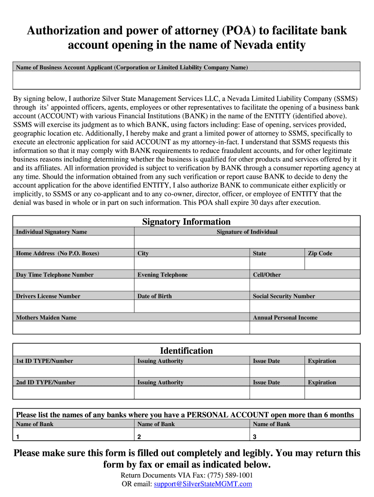Fillable Online Authorization and power of attorney (POA) to facilitate ...