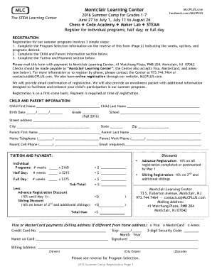 Fillable Online Montclair Learning Center Fax Email Print - pdfFiller