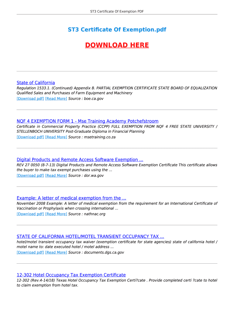 Fillable Online avlib ST3 CERTIFICATE OF EXEMPTION. ST3 CERTIFICATE OF ...