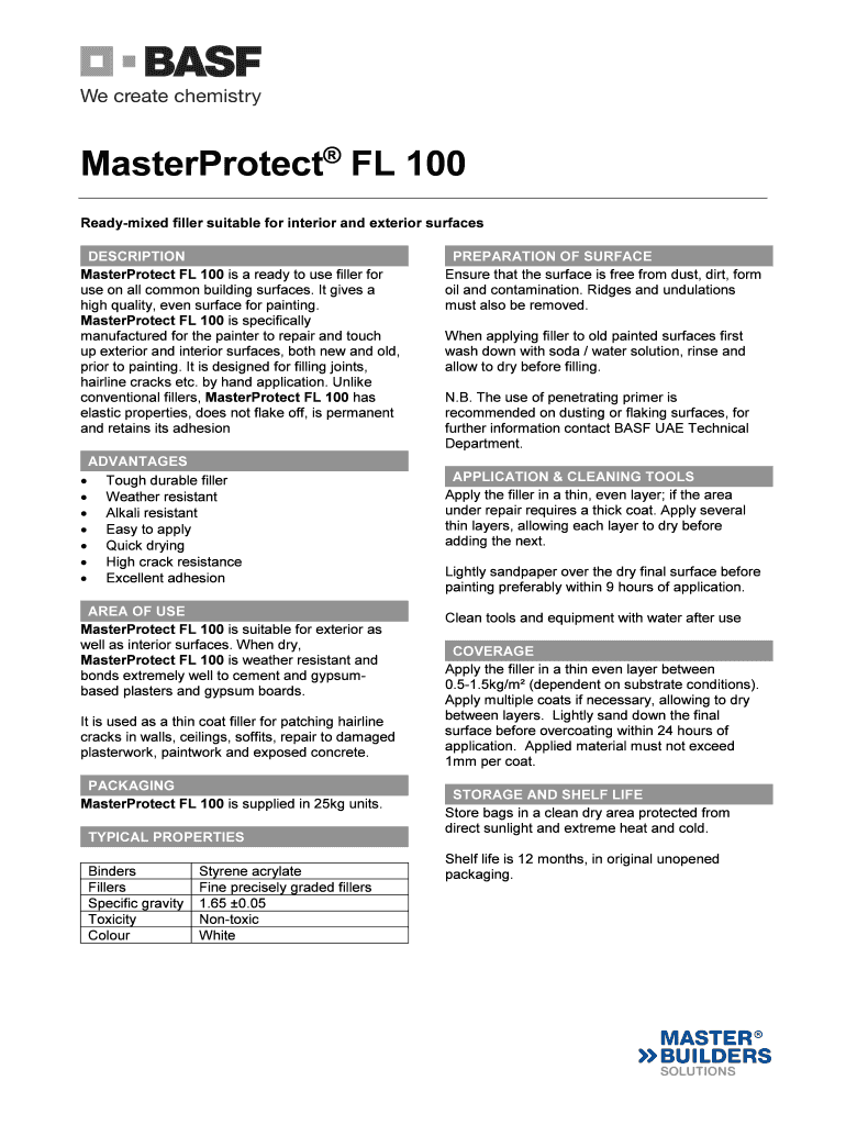 Fillable Online Fillable Online MasterProtect FL 100 Fax Email Print ...